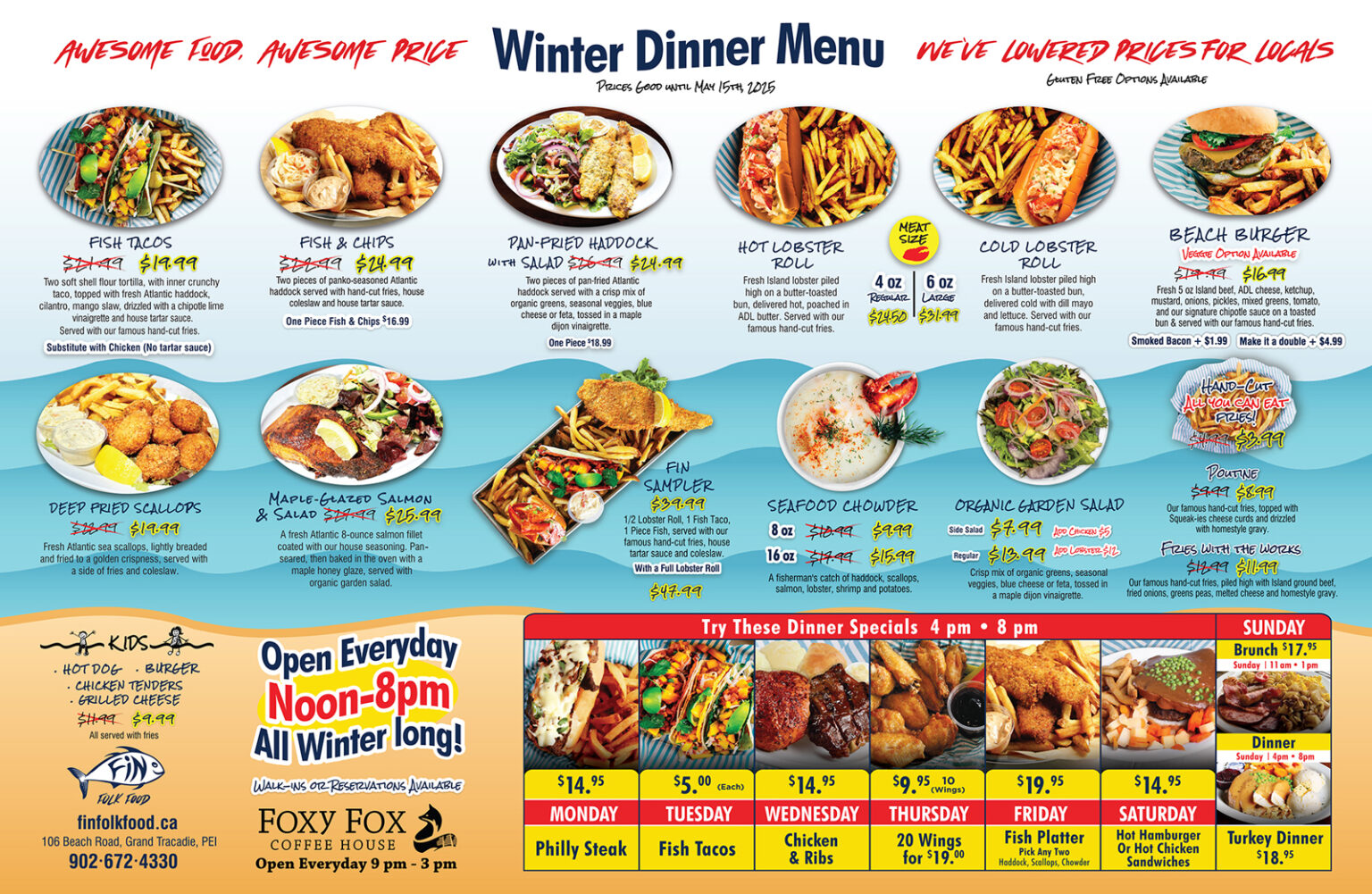 menu – FiN Folk Food – Tracadie Beach
